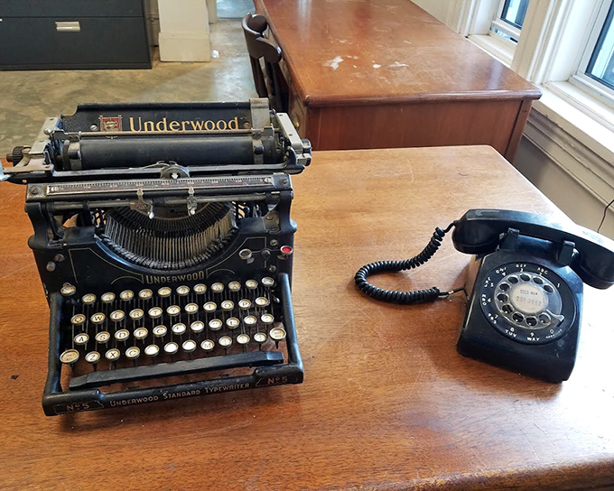 Administrative justice in action&mdash;this vintage Underwood typewriter and rotary phone once documented the comings and goings of those who found themselves on the wrong side of the law.