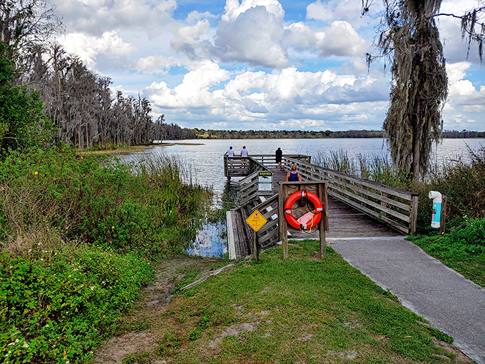 The fishing pier &ndash; where patience is measured in hours and success in fish stories. This wooden walkway offers prime casting and even better contemplation.