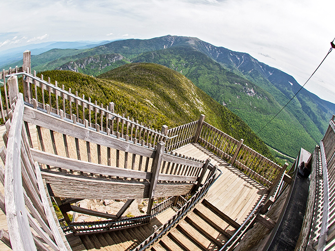 Staircase with a view that puts penthouse apartments to shame. The observation deck offers vistas that no real estate agent could oversell.