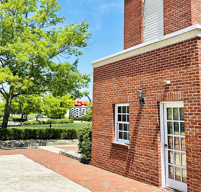 From this vantage point, you can almost imagine the basket was simply left behind by giants after a particularly ambitious orchard-picking expedition.