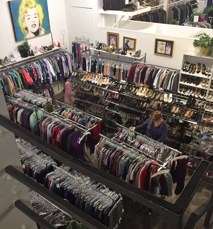 Bird's eye view of organized chaos &ndash; like peeking into a costume designer's dream closet after spring cleaning.