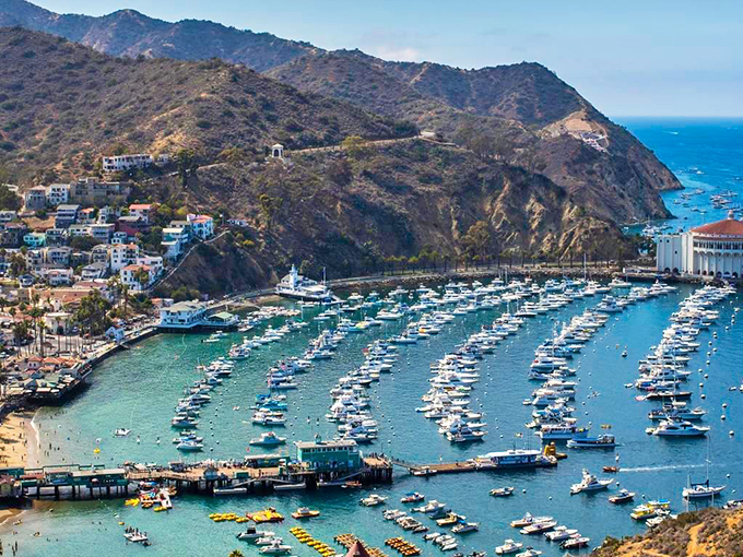 Avalon's Mediterranean magic floats on Catalina Island like a dream across blue waters.
