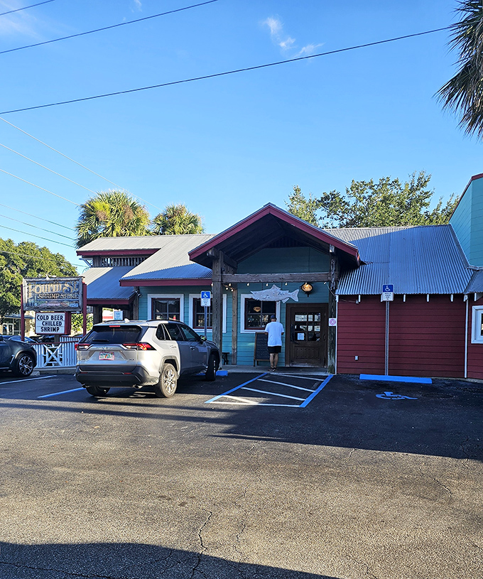 The Fourth Street Shrimp Store's colorful exterior hints at the no-nonsense seafood waiting inside. St. Petersburg's hidden gem for seafood lovers.