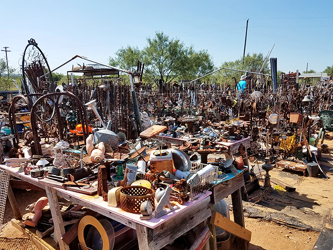 Organized chaos or treasure hunter's dream? This jumble of metal objects represents the ultimate "finder's keepers" experience.
