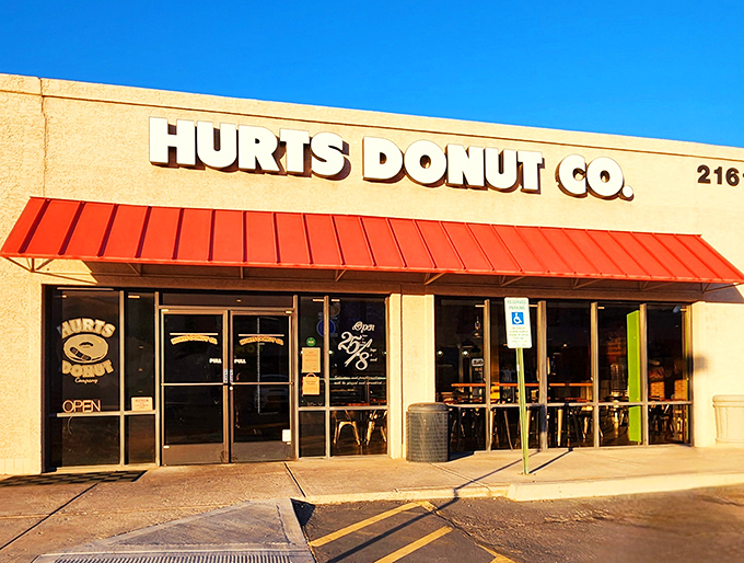 Hurts Donut Company's bold red lettering promises pain that's actually pure pleasure inside. 