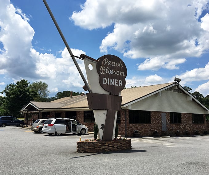 The Peach Blossom's vintage sign stands tall - a Spartanburg beacon for breakfast lovers since way back when.