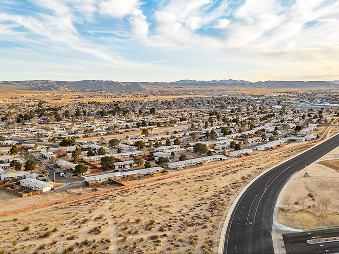 Ridgecrest's main drag stretches toward mountains that seem painted onto that impossibly blue desert sky&mdash;retirement with breathing room!