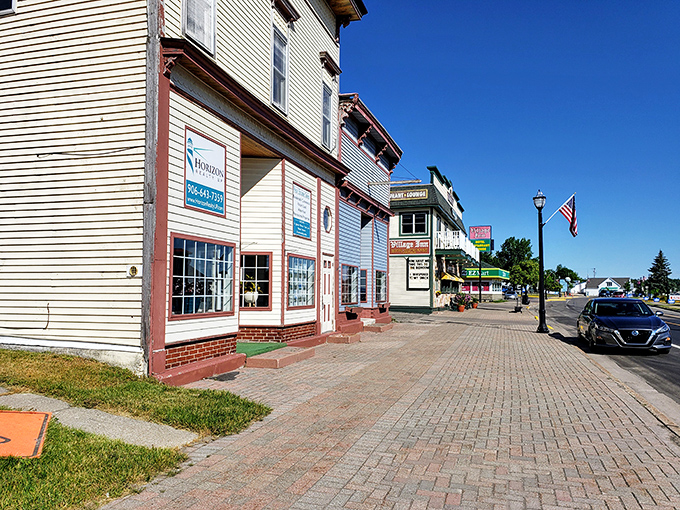 St. Ignace's main street offers the kind of unhurried pace that makes your blood pressure drop instantly.