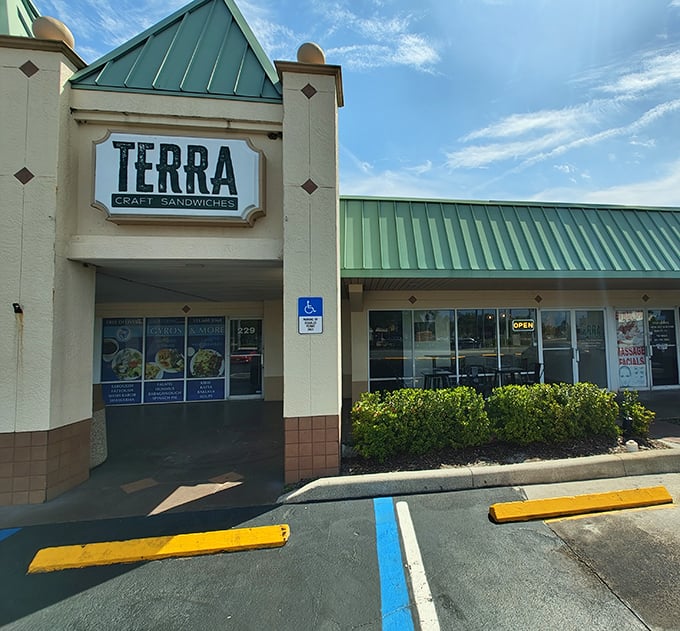 Terra Craft Sandwiches' clean storefront promises artisanal creations in a shopping plaza setting &ndash; like finding a gourmet pearl in a fast-food ocean.