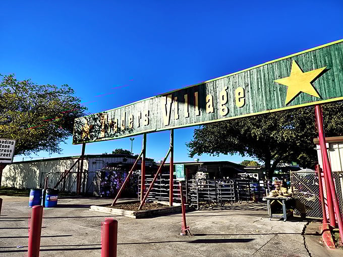 That weathered Traders Village sign has seen more family adventures than a Disney World entrance, with better parking.