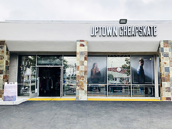 Uptown Cheapskate's stone facade adds class to bargain hunting - proving secondhand shopping can look absolutely first-rate.