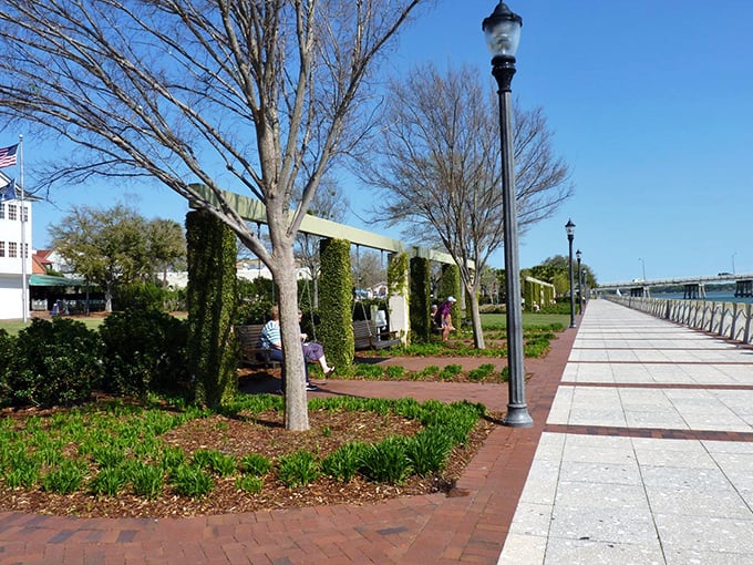 The manicured gardens and walkways of Beaufort's waterfront park provide free entertainment that's better than anything on your streaming services.