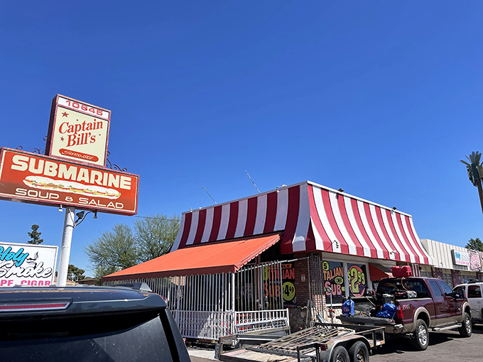Classic submarine shop architecture promises the kind of oversized satisfaction that built America's appetite dreams.