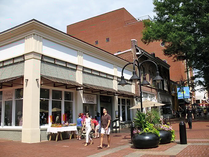 This tree-lined downtown area perfectly captures the essence of a thriving university town's welcoming spirit.