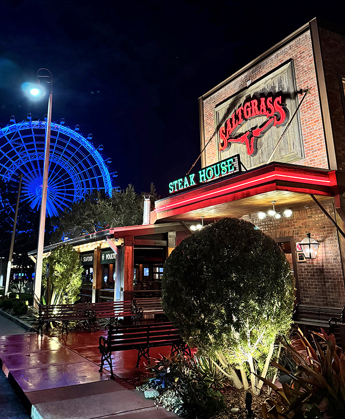 Saltgrass glows against the Orlando night sky, a brick-and-wood beacon for tourists who've had enough chicken fingers and crave something with actual flavor.