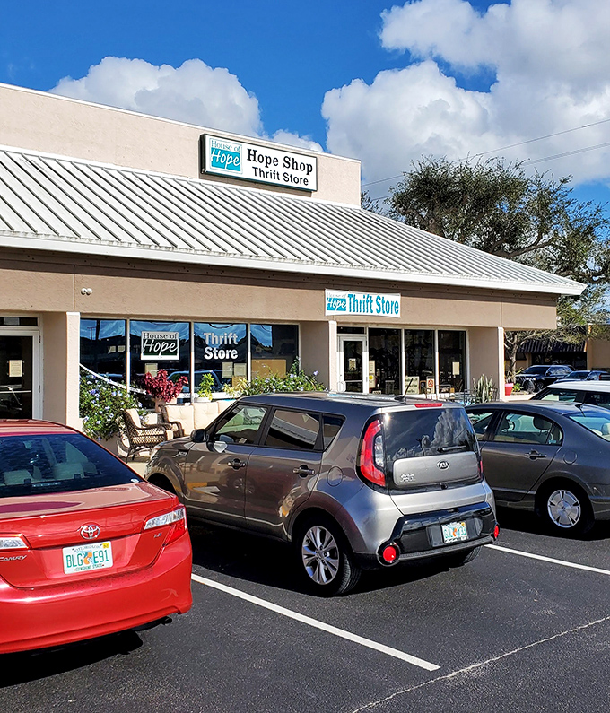 Stuart's favorite thrift destination offers outdoor furniture displays that tempt passing drivers. Why pay retail when pre-loved looks this good?