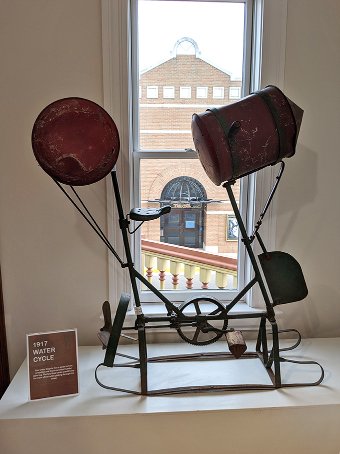 The 1917 Water Cycle represents humanity's eternal quest to make bicycles go where they shouldn't. Those floating drums suggest more optimism than actual buoyancy.