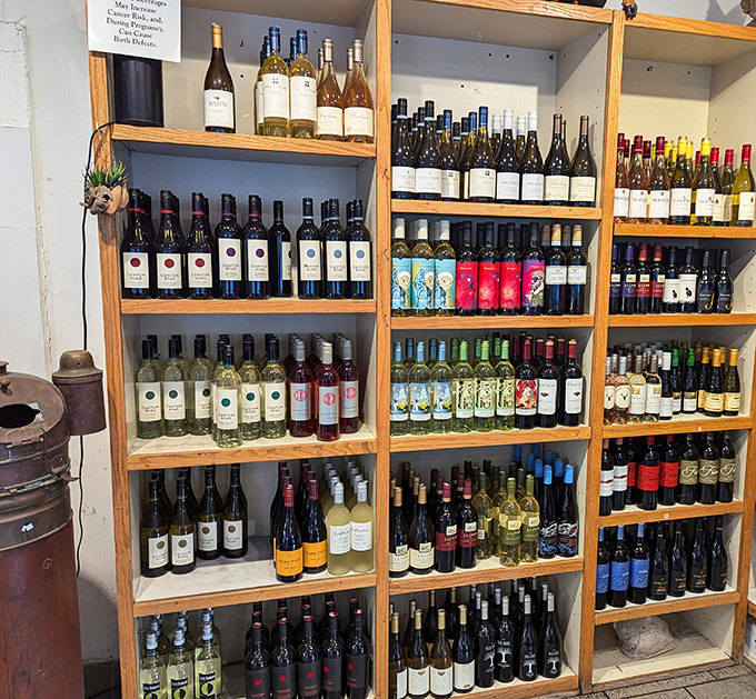 Wine shelves stocked not to impress sommeliers but to complement seafood. These bottles aren't status symbols&mdash;they're supporting actors in the culinary performance about to unfold. 