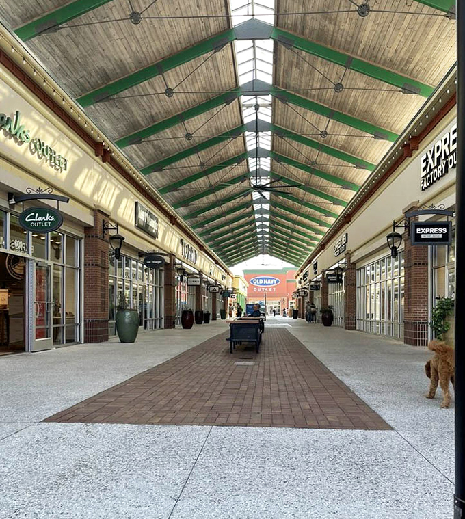 Cathedral-like ceilings draw your eyes upward, but the sales signs quickly bring your attention back to earth-bound bargains.