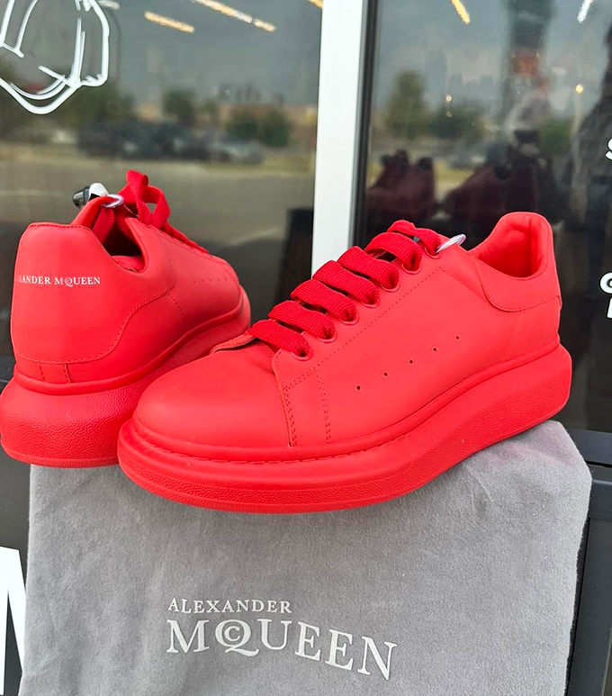 Fire-engine red Alexander McQueens that would normally cost more than your car payment, now priced for mere mortals. Fashion democracy at its finest.