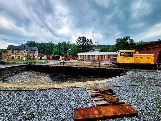 The railroad's mechanical heart&mdash;the turntable&mdash;where massive locomotives pirouette with surprising grace despite their iron bulk.