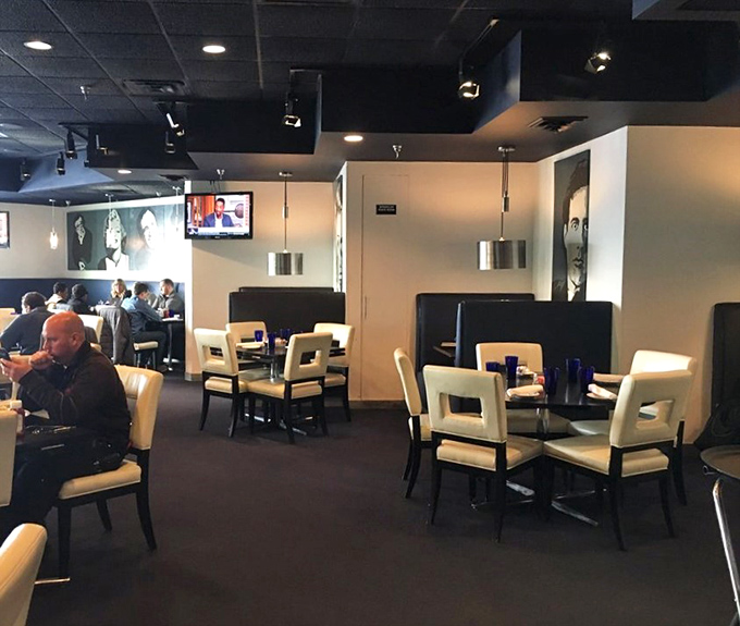 Modern lighting and thoughtful design create an atmosphere where comfort food meets contemporary dining without any pretension.