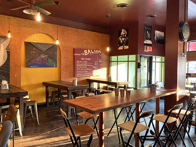 Warm yellow walls and wooden tables create that "European café meets Midwest charm" atmosphere that makes you want to linger.