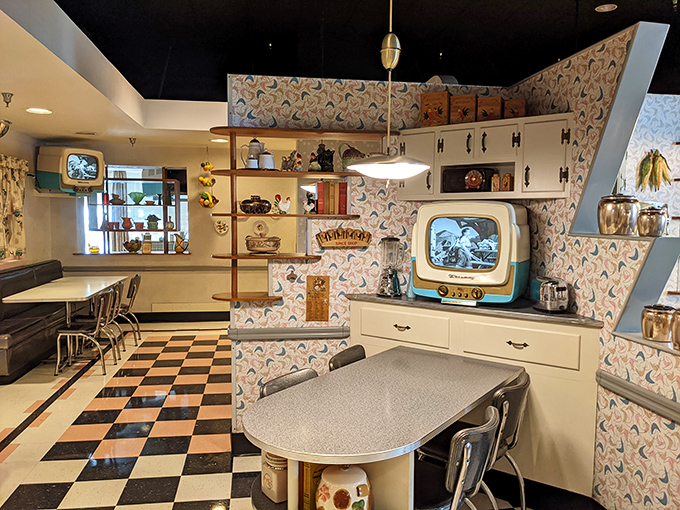 Boomerang patterns and formica tables transport you to an era when "tweet" was just something birds did. The attention to detail is borderline obsessive.