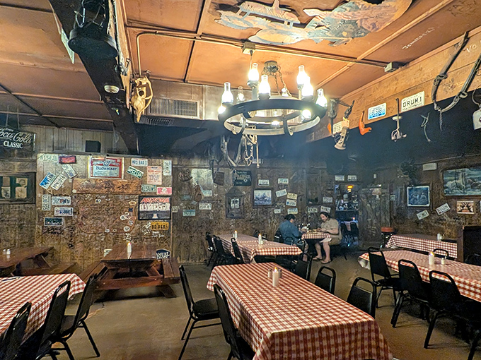 The dining room feels less like a restaurant and more like your coolest relative's cabin&mdash;if that relative happened to collect every piece of Americana ever made.