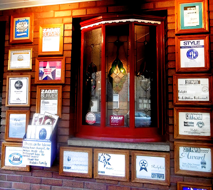Awards plastered like wallpaper around the entrance. When you've been serving exceptional Italian food this long, the accolades pile up.