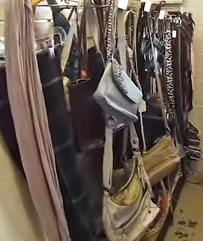 The handbag section dangles with possibilities, each strap holding stories of previous adventures and space for yours.