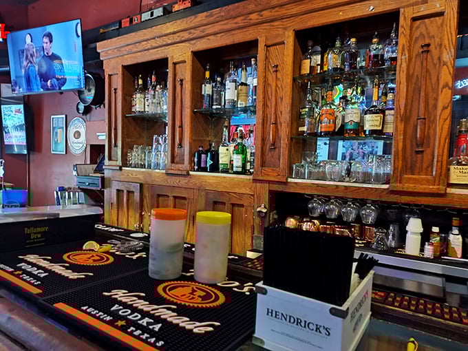 The bar at Oregon Express isn't just stocked&mdash;it's curated, with bottles standing at attention like soldiers ready to serve the cause of celebration.
