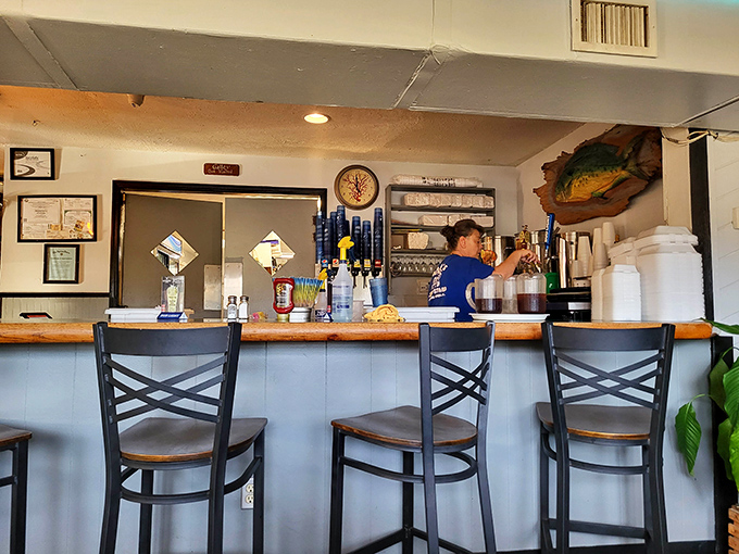 The bar area feels like the neighborhood's living room&mdash;if your living room served incredible seafood and cold drinks. 