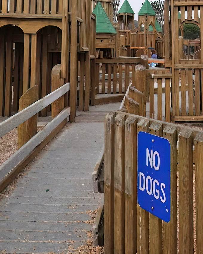 Beachfront Park's wooden castle playground proves retirement-friendly towns still know how to entertain the grandkids when they come to visit.