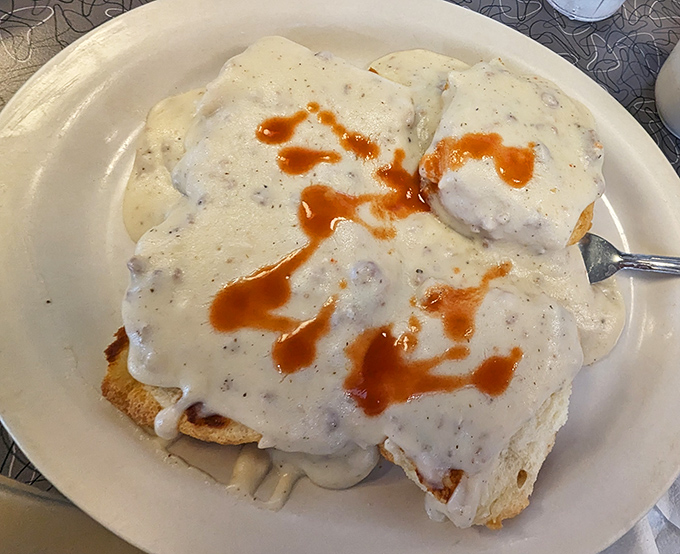 Biscuits and gravy—the Southern diplomat that's found permanent asylum in Kansas City. Comfort food diplomacy at its finest.