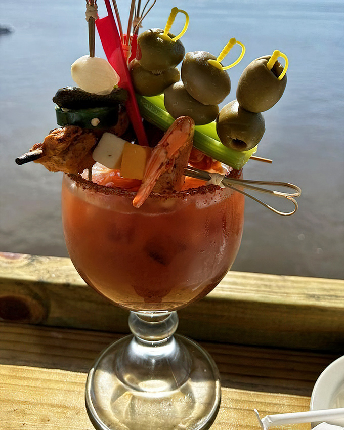 Not just a Bloody Mary – it's a seafood salad in a glass that requires both a straw and a fork to fully appreciate.