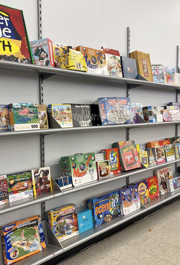 Board game paradise where family game nights are born. That unopened Monopoly might save your next rainy Florida afternoon.