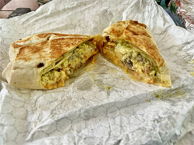 Breakfast burrito perfection &ndash; where eggs, cheese and morning dreams come wrapped in a warm tortilla hug.