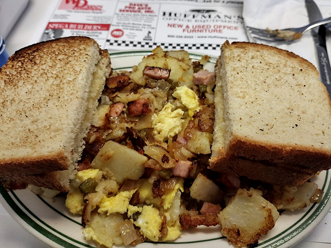 Breakfast hash that tells the story of last night's potatoes meeting this morning's eggs in a beautiful reunion tour.