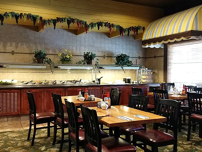 The salad bar offers fresh options that prove healthy eating doesn't have to mean sacrificing flavor or satisfaction.