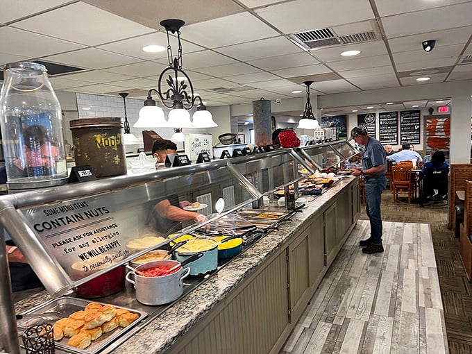 The buffet line &ndash; where dreams are made and diets go to die. Steam rises from trays of freshly prepared Southern classics awaiting your plate.