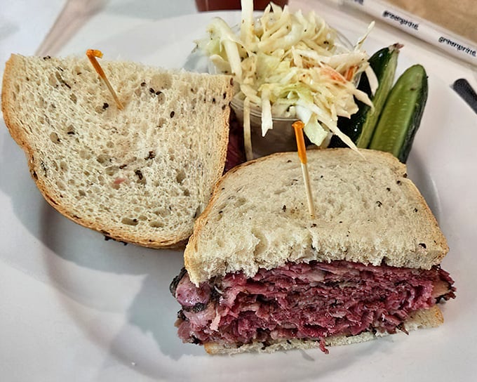 The Carnegie pastrami sandwich&mdash;a towering monument to meat artistry that demands both hands and your complete attention.