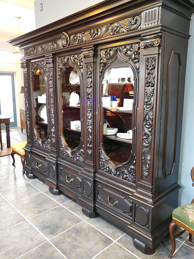 This intricately carved oak cabinet represents craftsmanship from an era when furniture wasn't assembled&mdash;it was sculpted, with patience and profound skill.