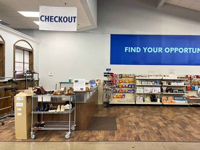 The checkout area: your final stop before heading home with bags of newfound treasures and a still-healthy bank account.