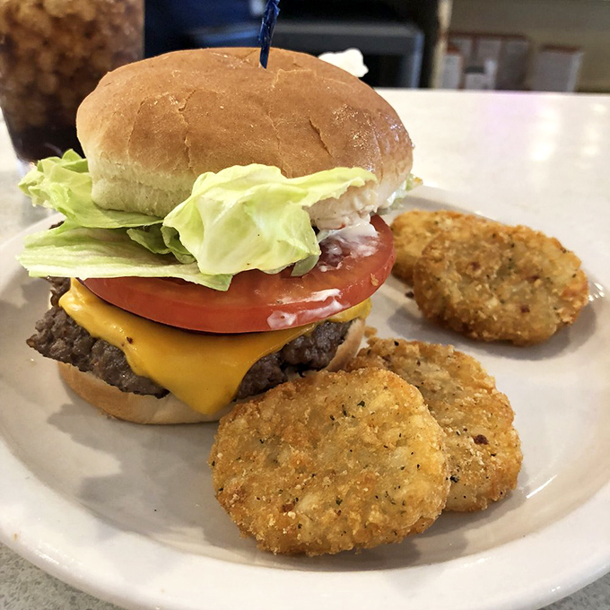 This cheeseburger with potato cakes is diner perfection &ndash; no foam, no tweezers, just honest-to-goodness satisfaction on a plate.