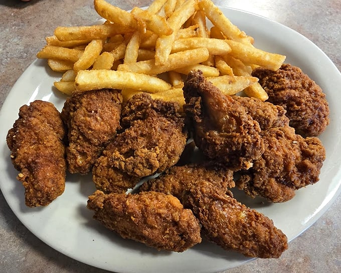 Fried chicken that's achieved that perfect golden-brown hue that says, "Yes, I'm worth every single calorie you're about to consume."