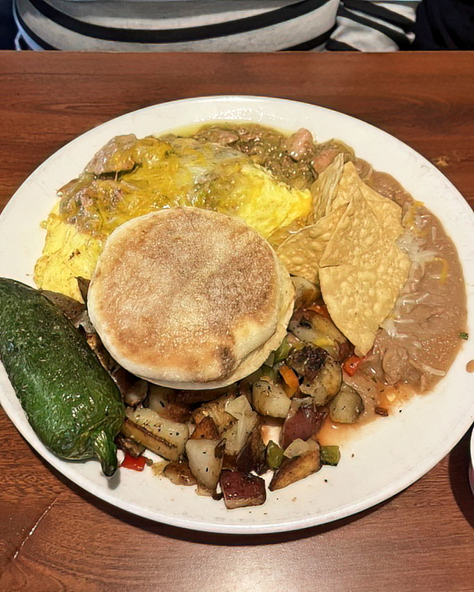 Chile Verde that doesn't just sit on the plate&mdash;it performs. This isn't just breakfast&mdash;it's a morning mariachi band of flavors with eggs as the lead singer.