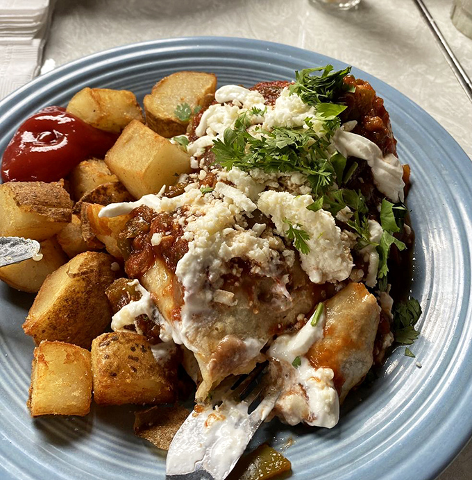 Breakfast of champions! A chorizo burrito packed with bold flavors&mdash;proof that sometimes the classics earn their place for very good reasons.