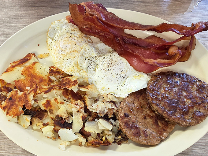The breakfast sampler plate that answers the eternal question: "Why choose one breakfast item when you can have them all?"