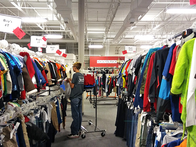 The men's department&mdash;where shirts hang like colorful soldiers in formation, ready to march into your wardrobe at a fraction of retail.